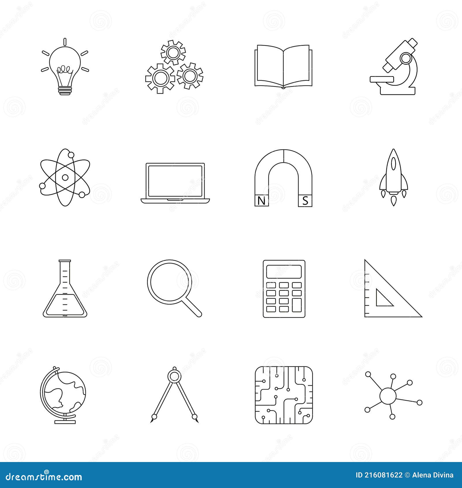 STEM education icons stock vector. Illustration of line - 216081622