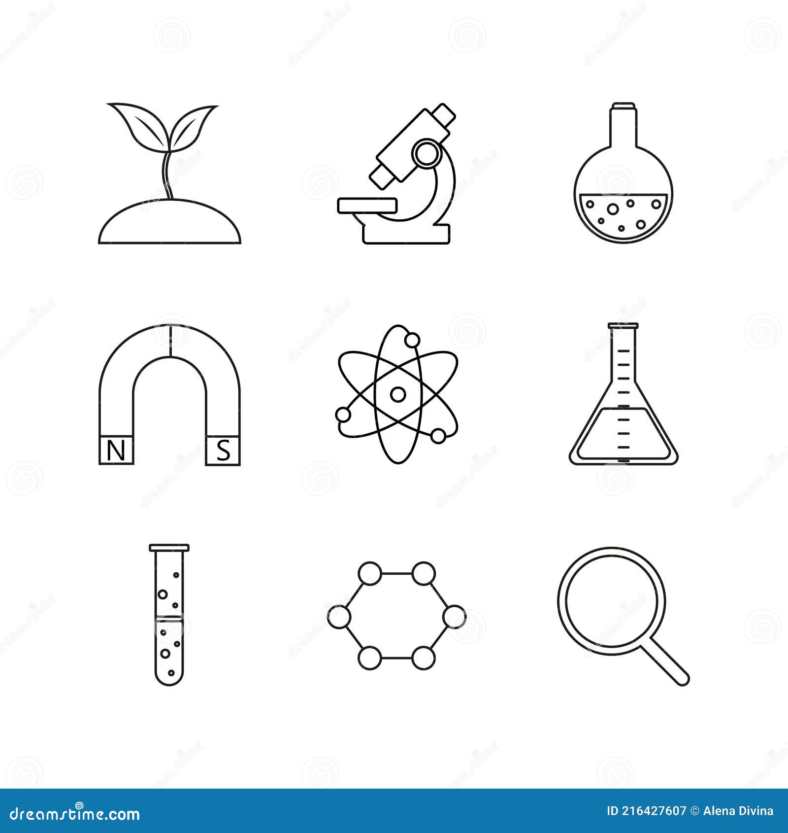 STEM education icons 2 stock vector. Illustration of molecule - 216427607