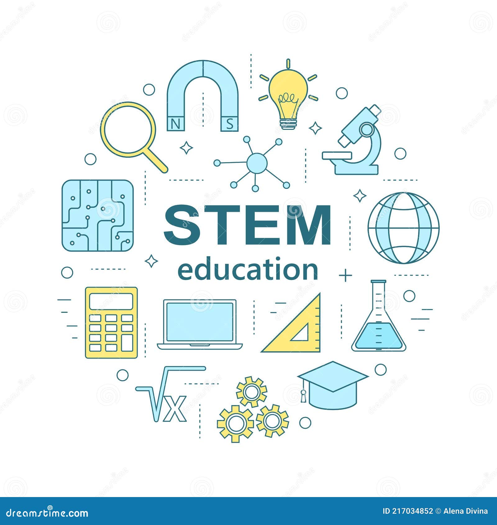 STEM education icons 8 stock vector. Illustration of light - 217034852
