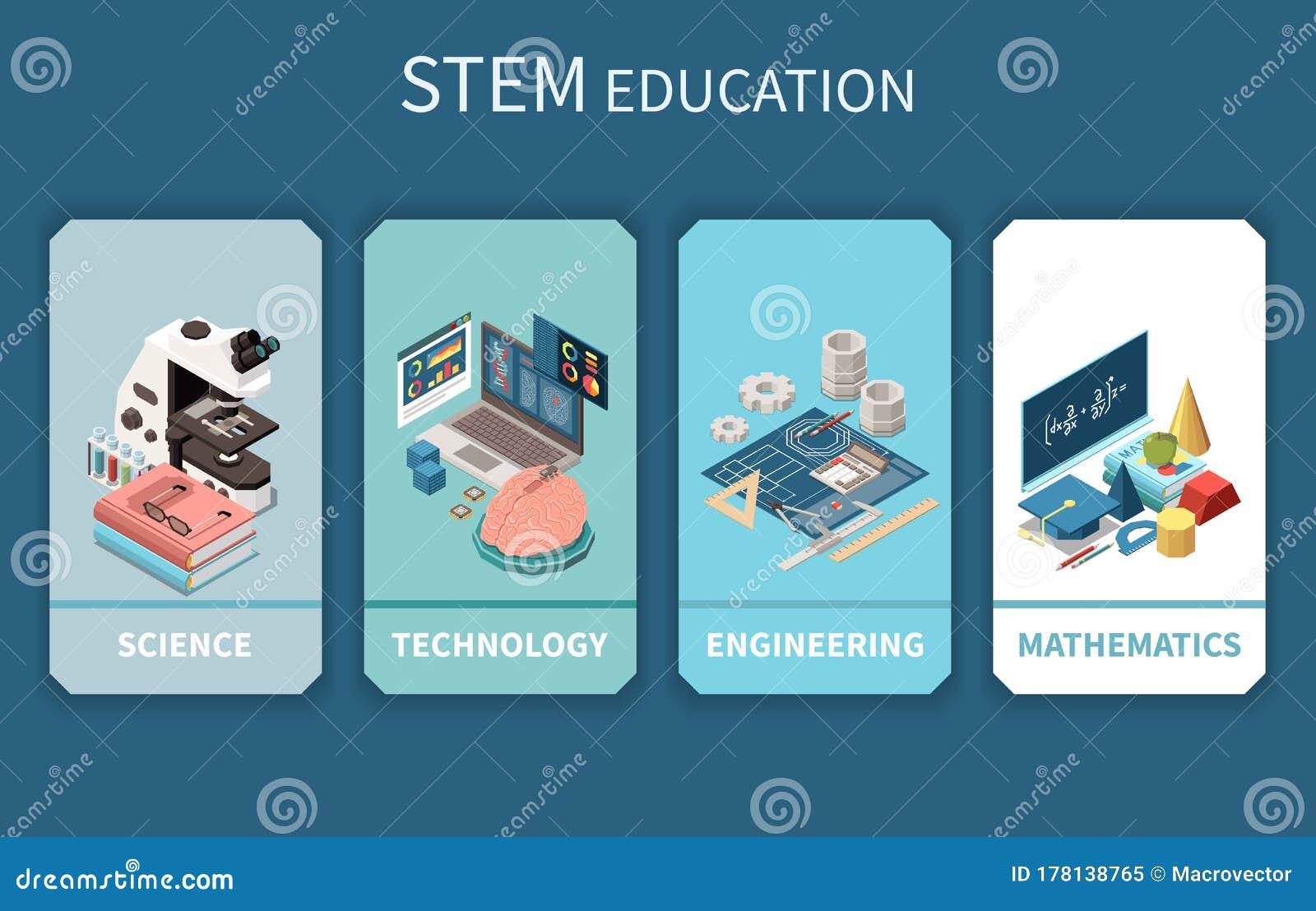 STEM Education Isometric Banners Stock Illustration - Illustration of ...