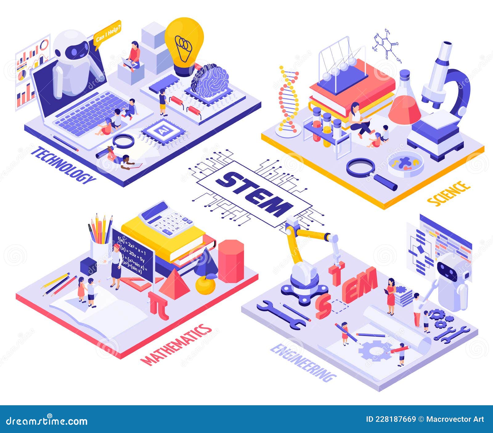 STEM Education Isometric Infographics Stock Vector - Illustration of ...