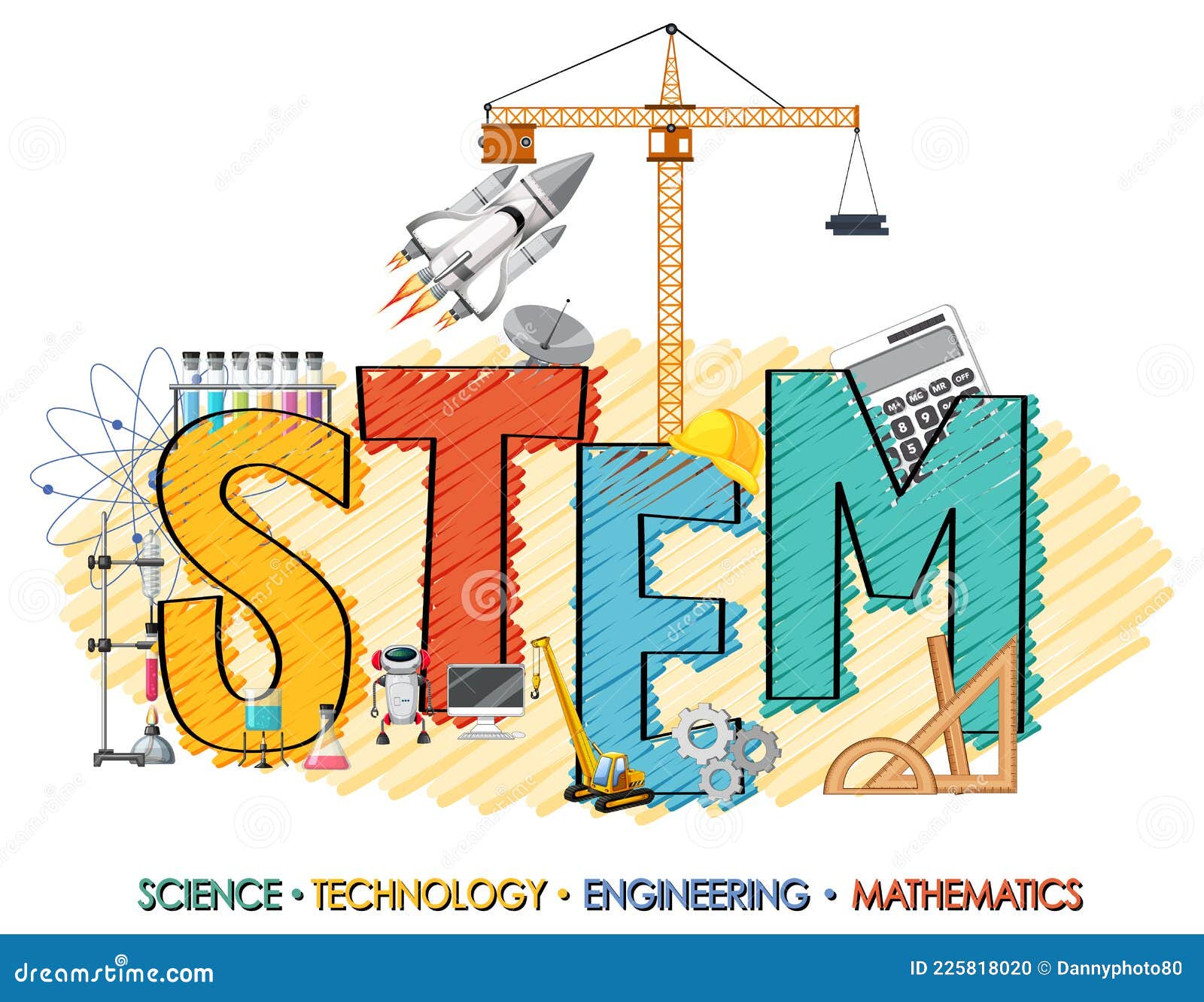 STEM Education Logo with Icon Ornament Elements Stock Vector ...