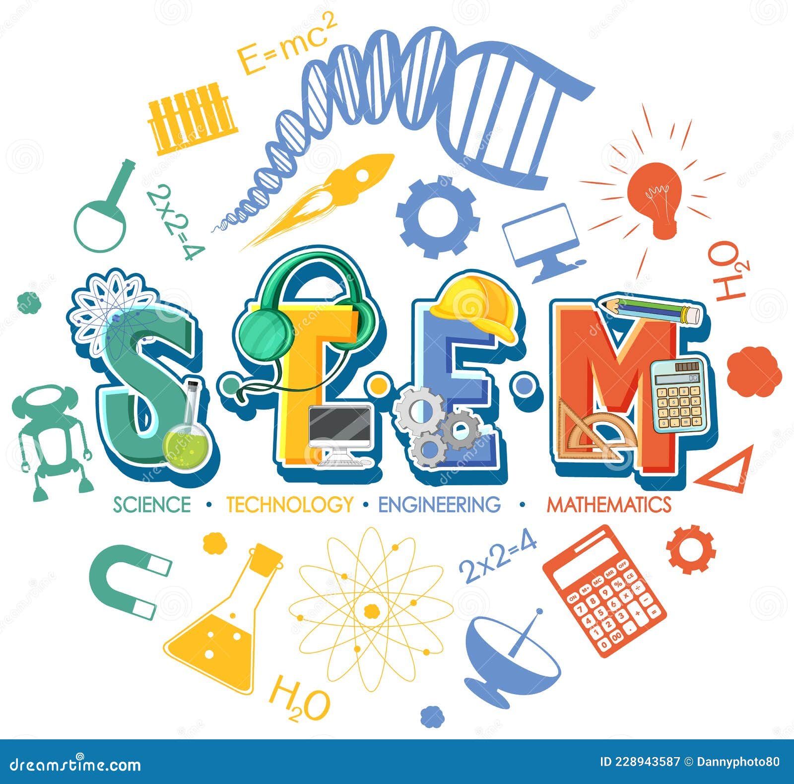 STEM Education Logo with Icon Ornament Elements Stock Vector ...