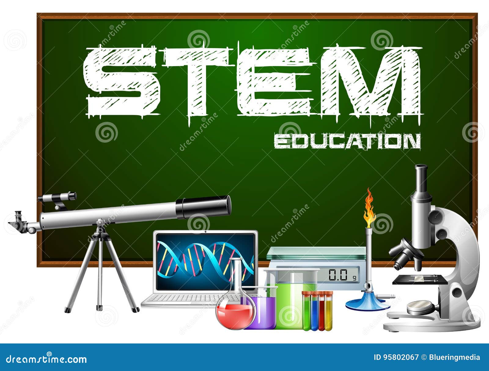 Stem Education Poster Design with Science Equipments Stock Vector ...