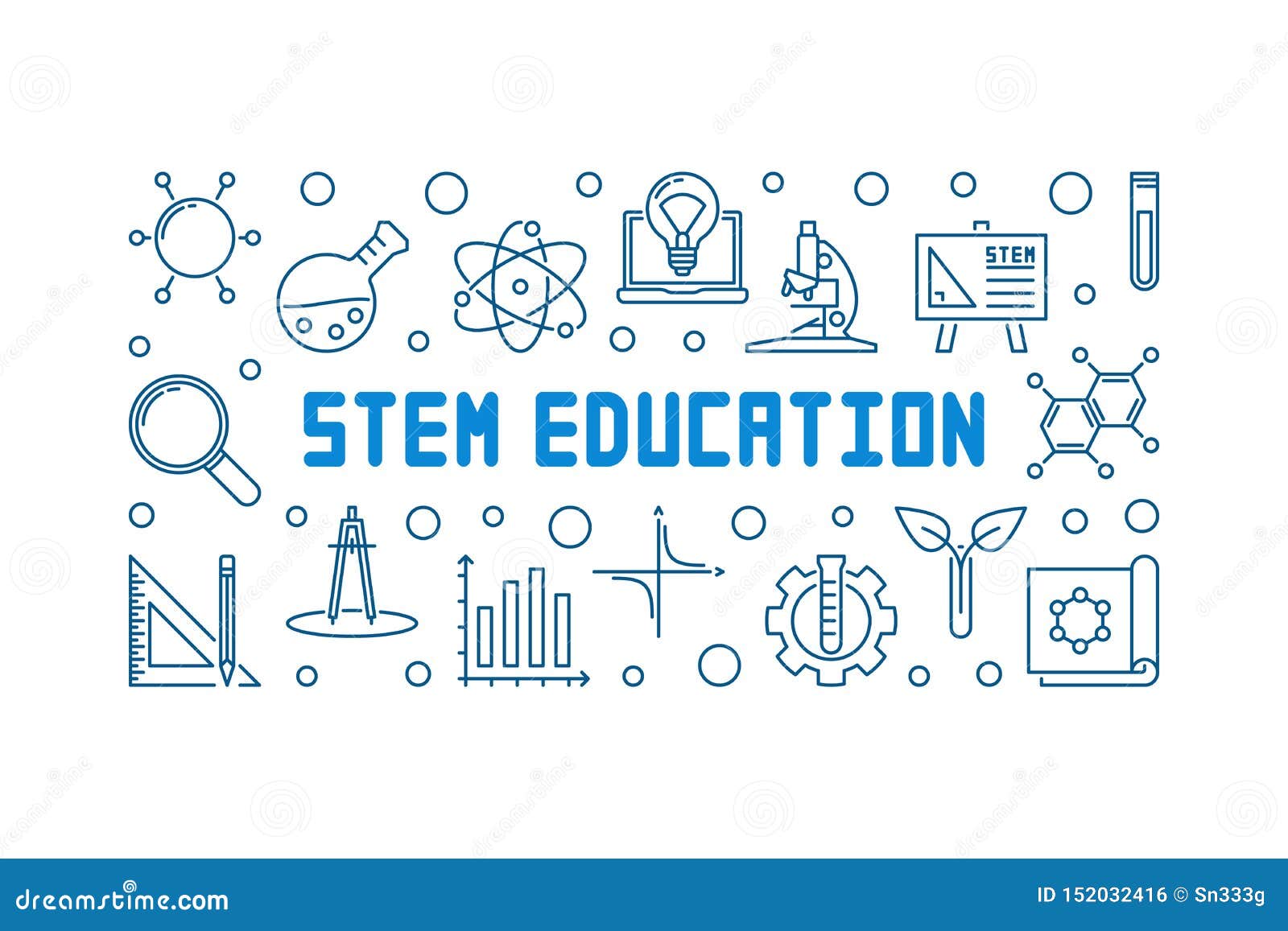 STEM Education Vector Concept Outline Horizontal Illustration Stock ...