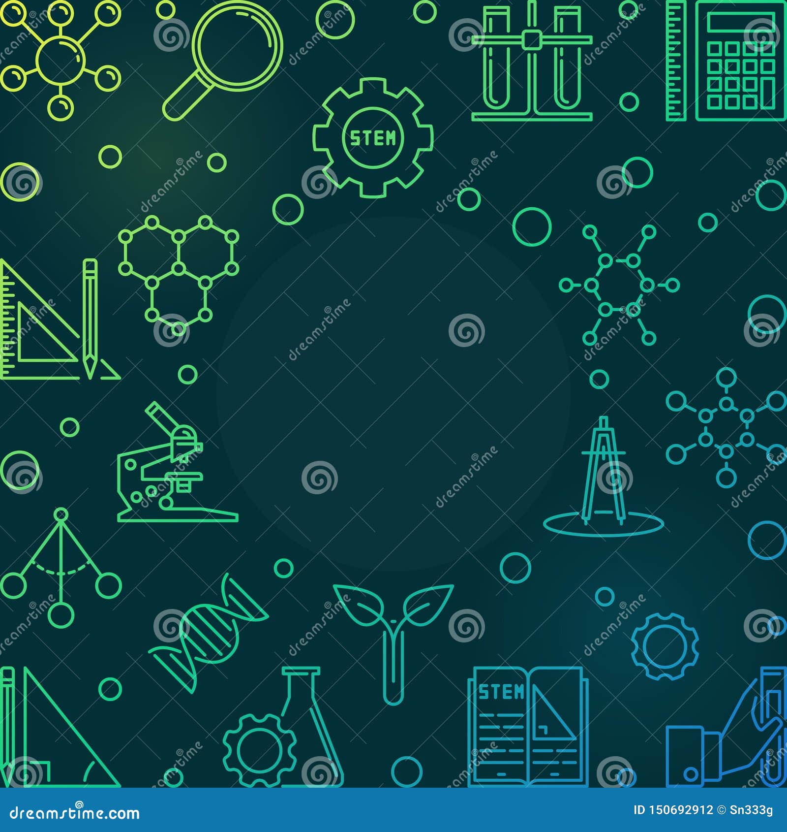 STEM Education Vector Outline Colored Frame or Illustration Stock ...