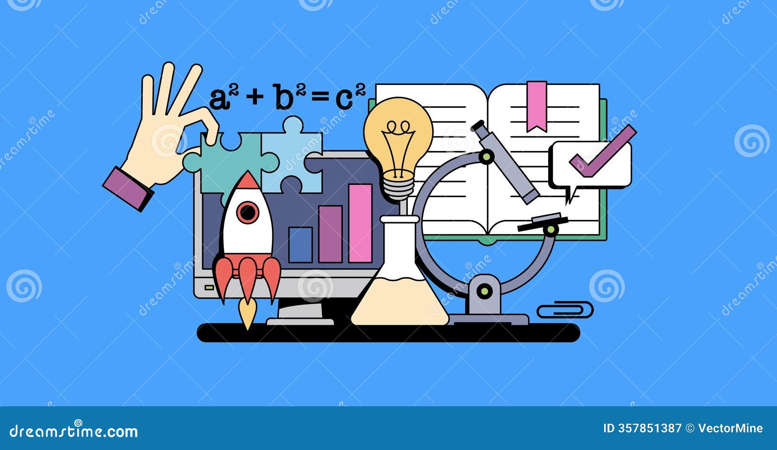 STEM Education Visual with Hands, Featuring a Computer, Puzzle, and ...