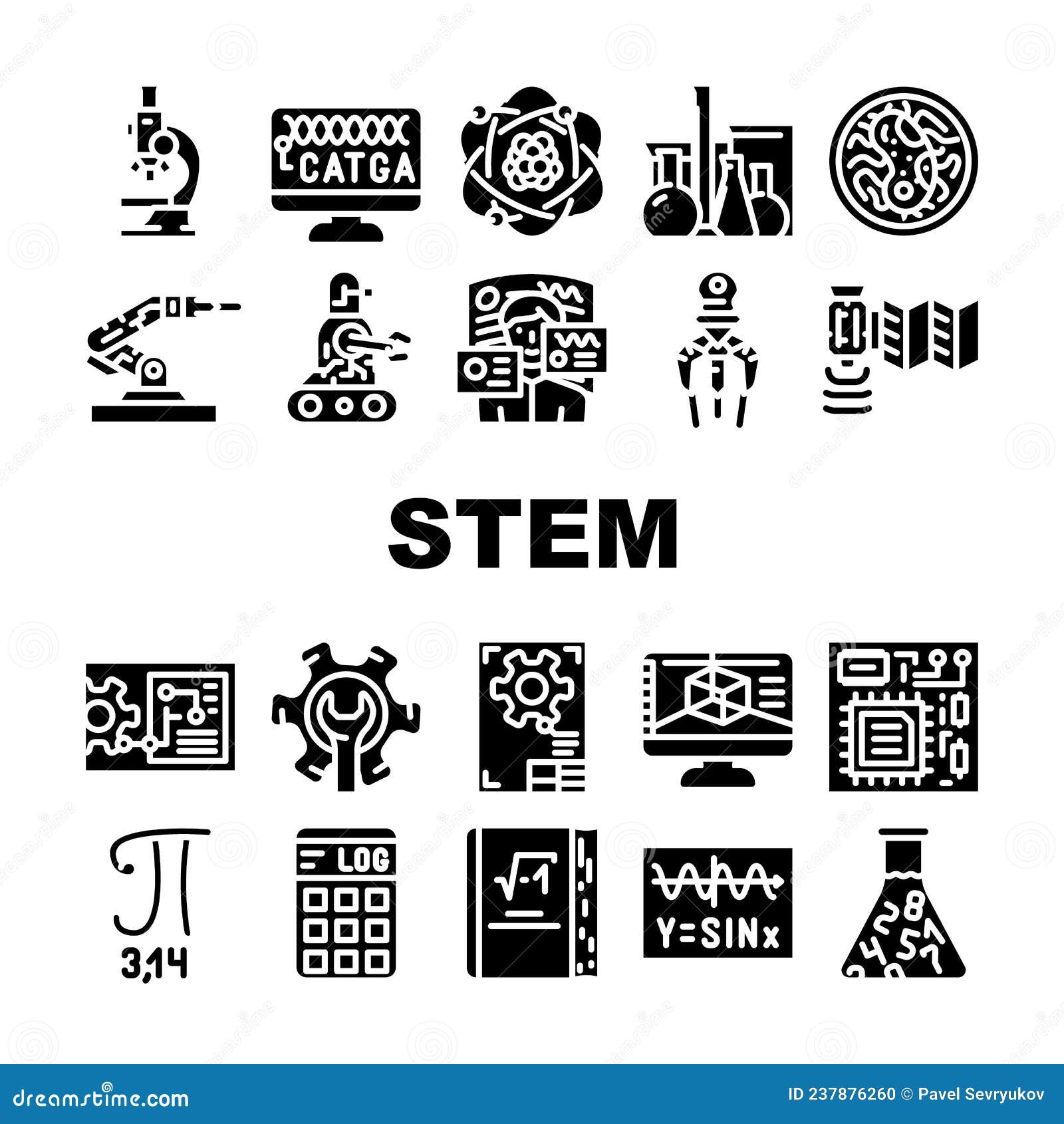 Stem Engineer Process and Science Icons Set Vector Stock Vector ...