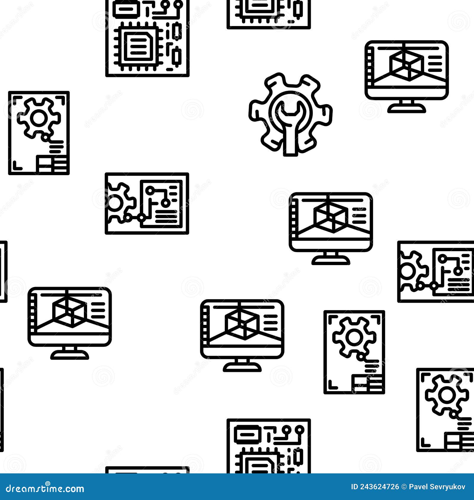 Engineer Process Line Icon, Outline Symbol, Vector Illustration ...