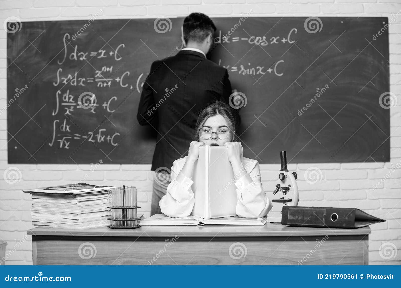 STEM Faculty. Man Writing on Chalkboard Math Formulas. Teaching in ...