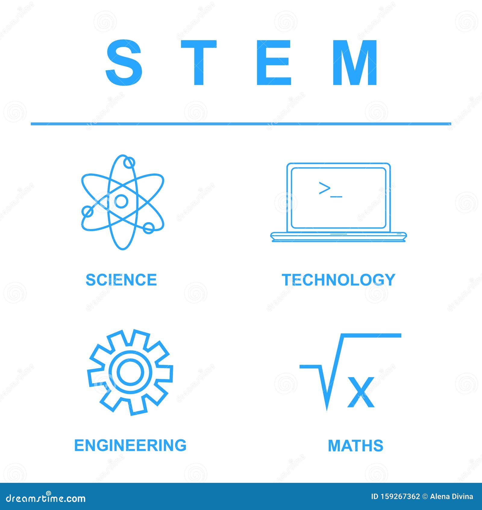 STEM Icons on White Background Stock Vector - Illustration of public ...