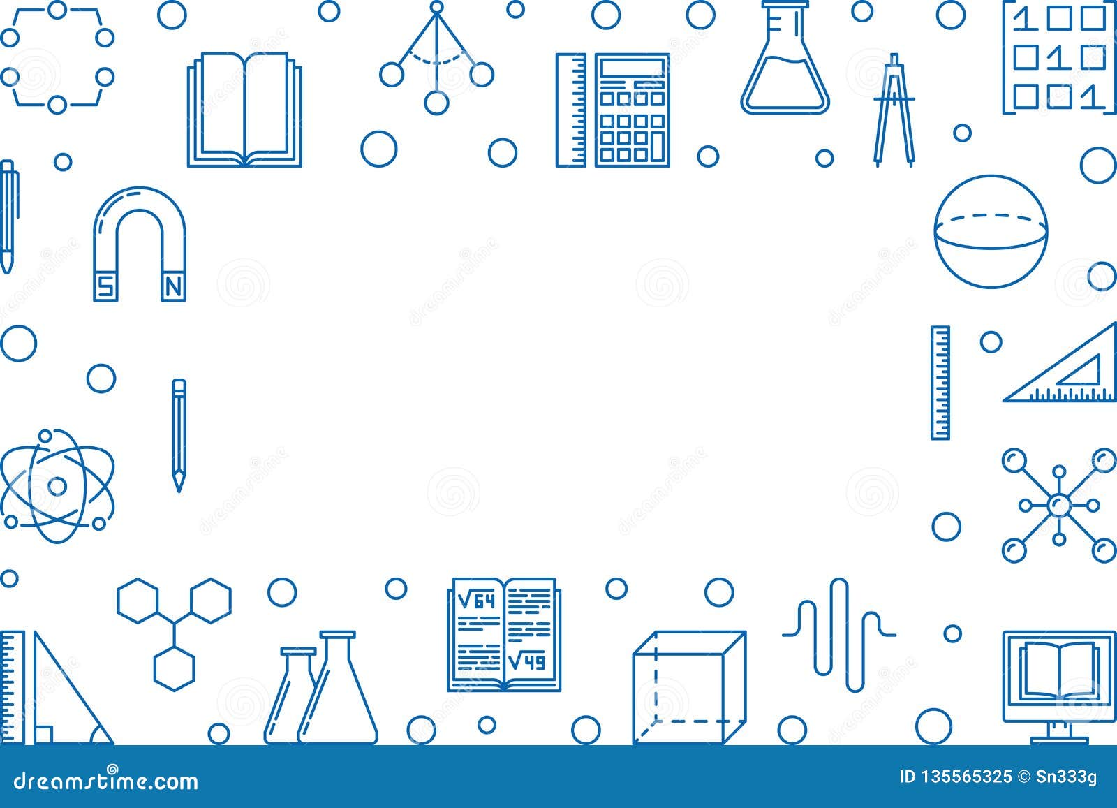 STEM Learning Blue Vector Horizontal Frame on White Background Stock ...