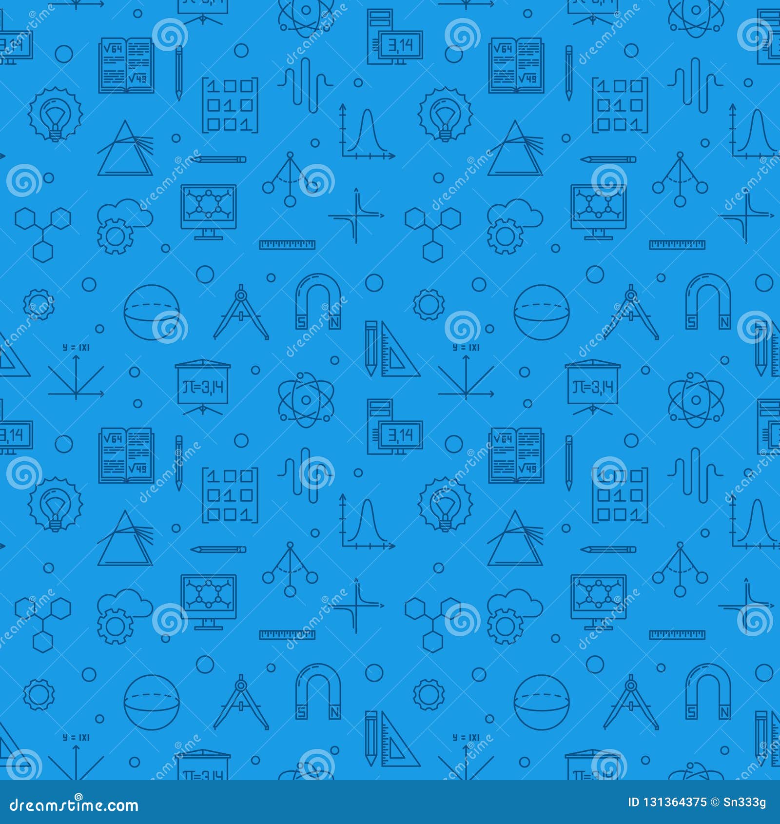 Stem Learning Blue Vector Line Seamless Pattern Stock Vector - Illustration of knowledge ...