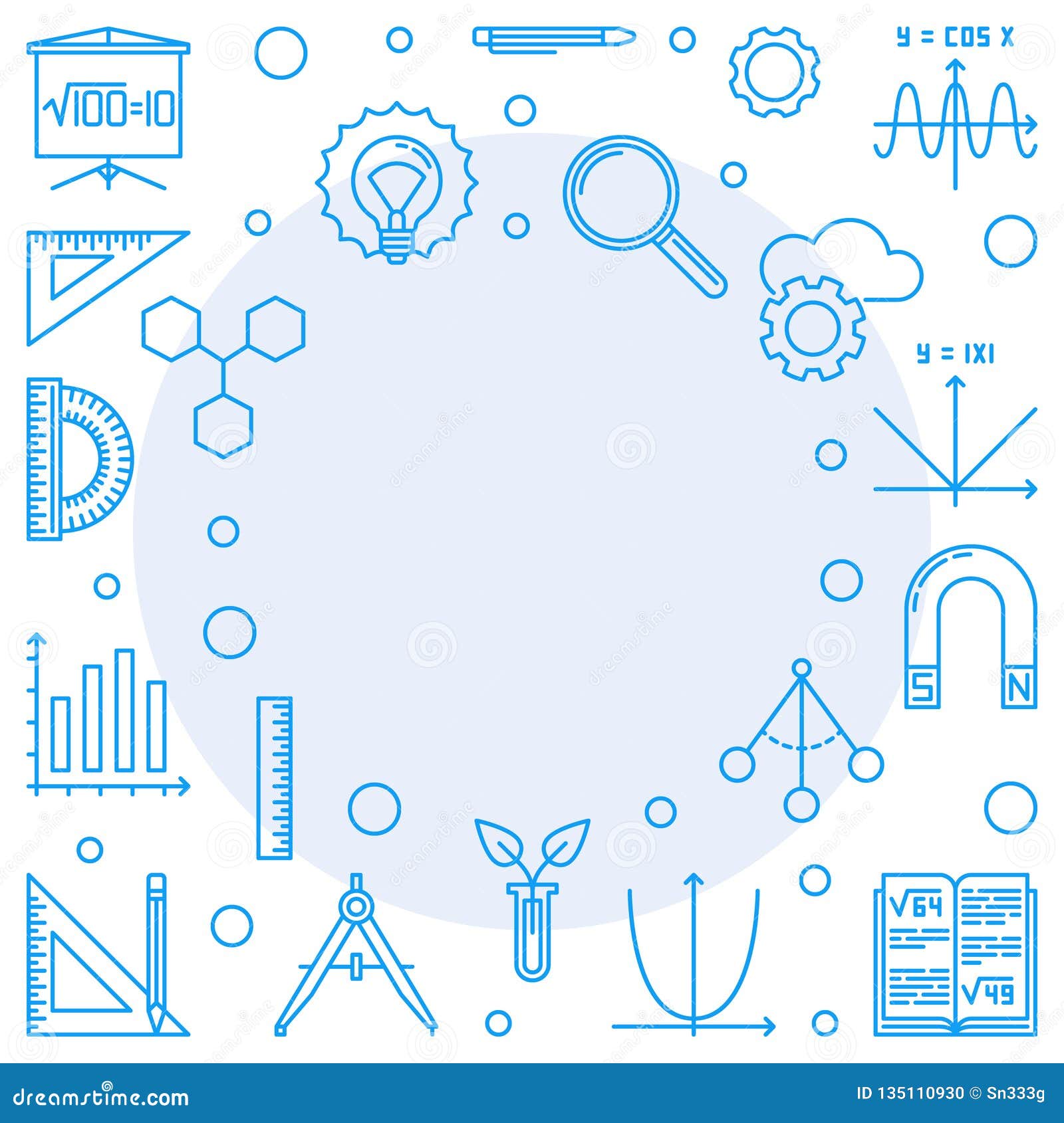 STEM Learning Blue Vector Outline Frame on White Background Stock ... STEM Learning Blue Vector Outline Frame on White Background Stock ...