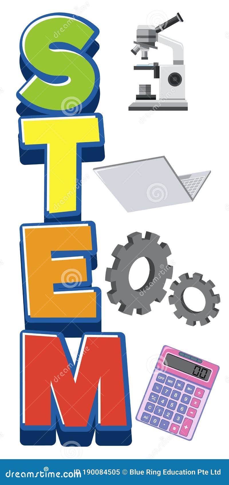 Stem Logo with Education Objects Isolated Stock Vector - Illustration ...