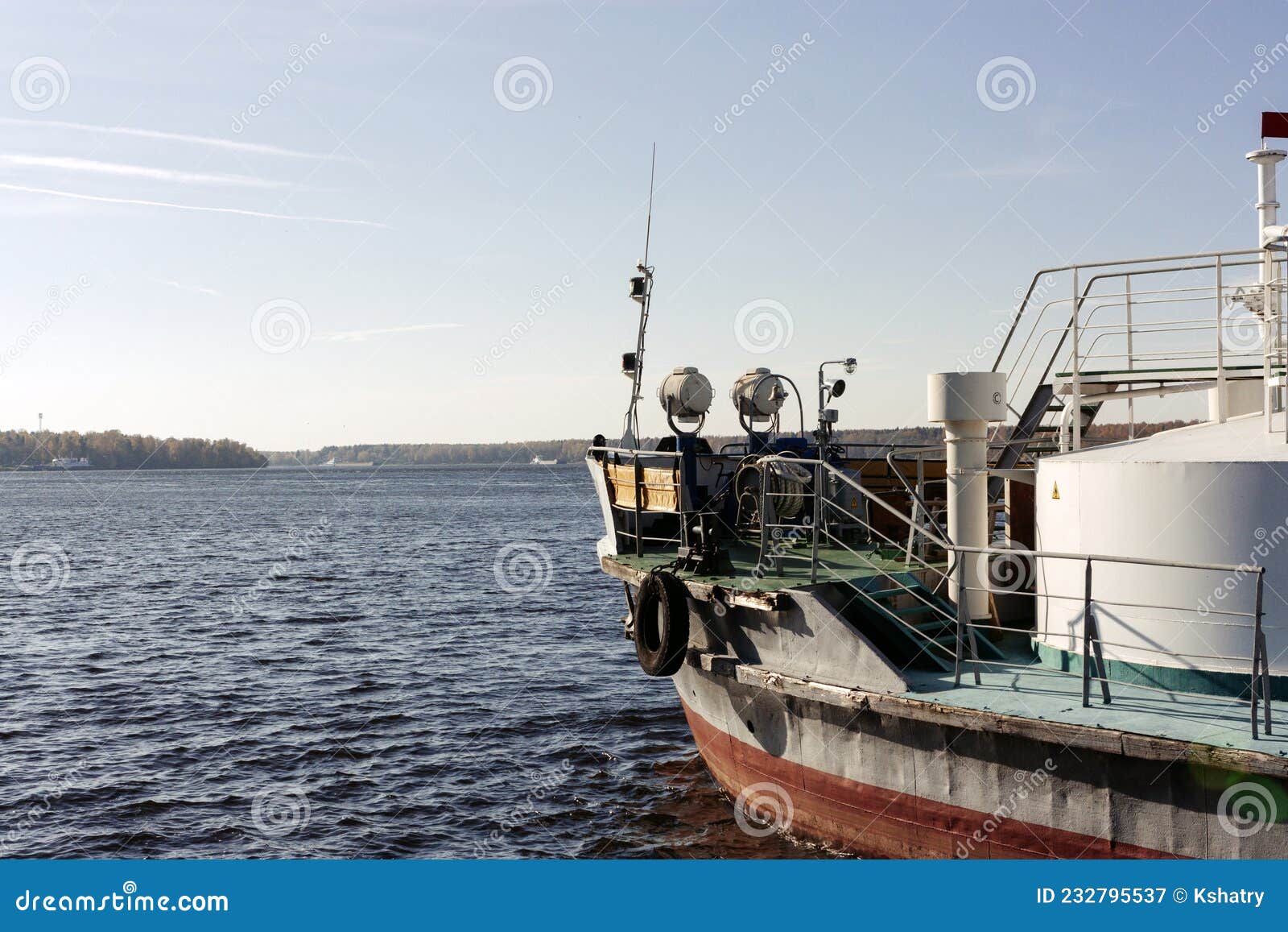 Stem of the Refuel Ship in the River Stock Image - Image of shore ...