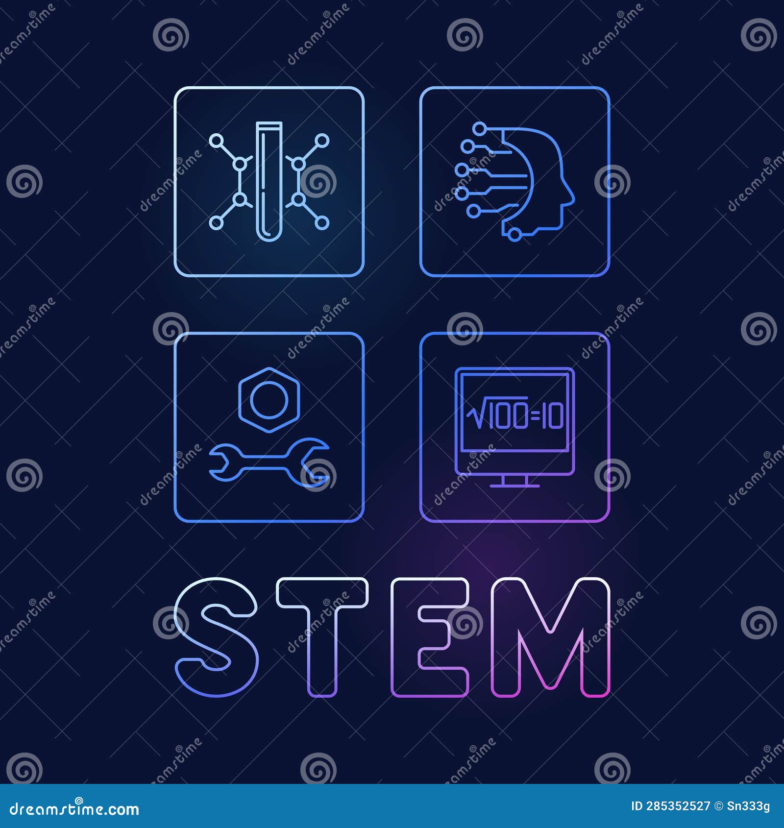 STEM Science Line Concept Colored Square Banner with 4 Signs - Science ...