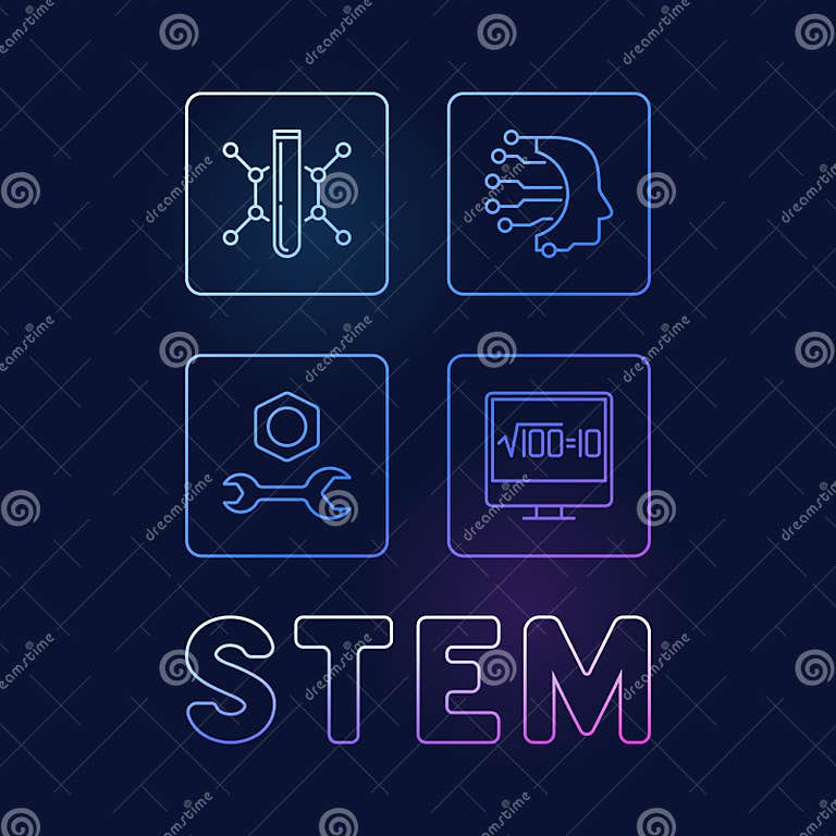 STEM Science Line Concept Colored Square Banner with 4 Signs - Science ...