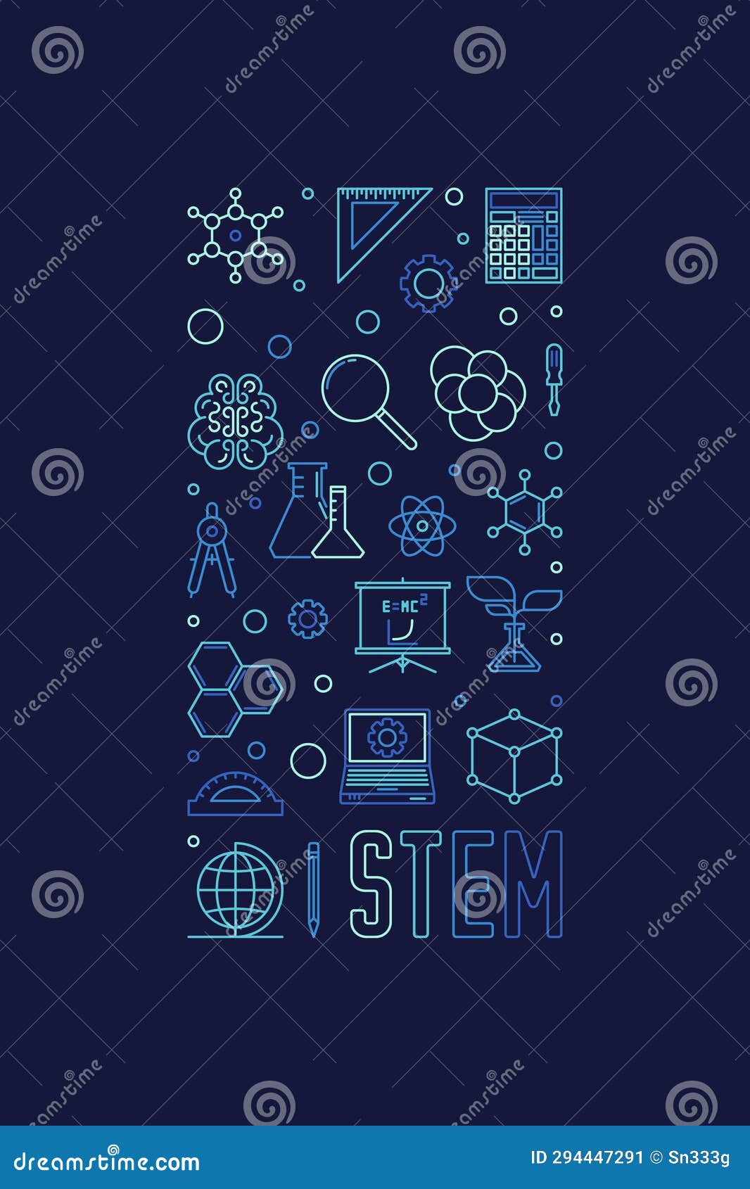 STEM - Science, Technology, Engineering and Math Concept Vertical Blue ...