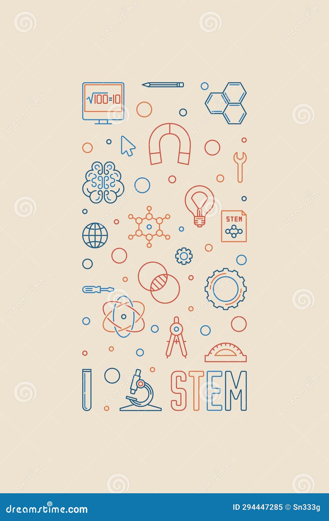 STEM - Science, Technology, Engineering and Math Outline Creative ...