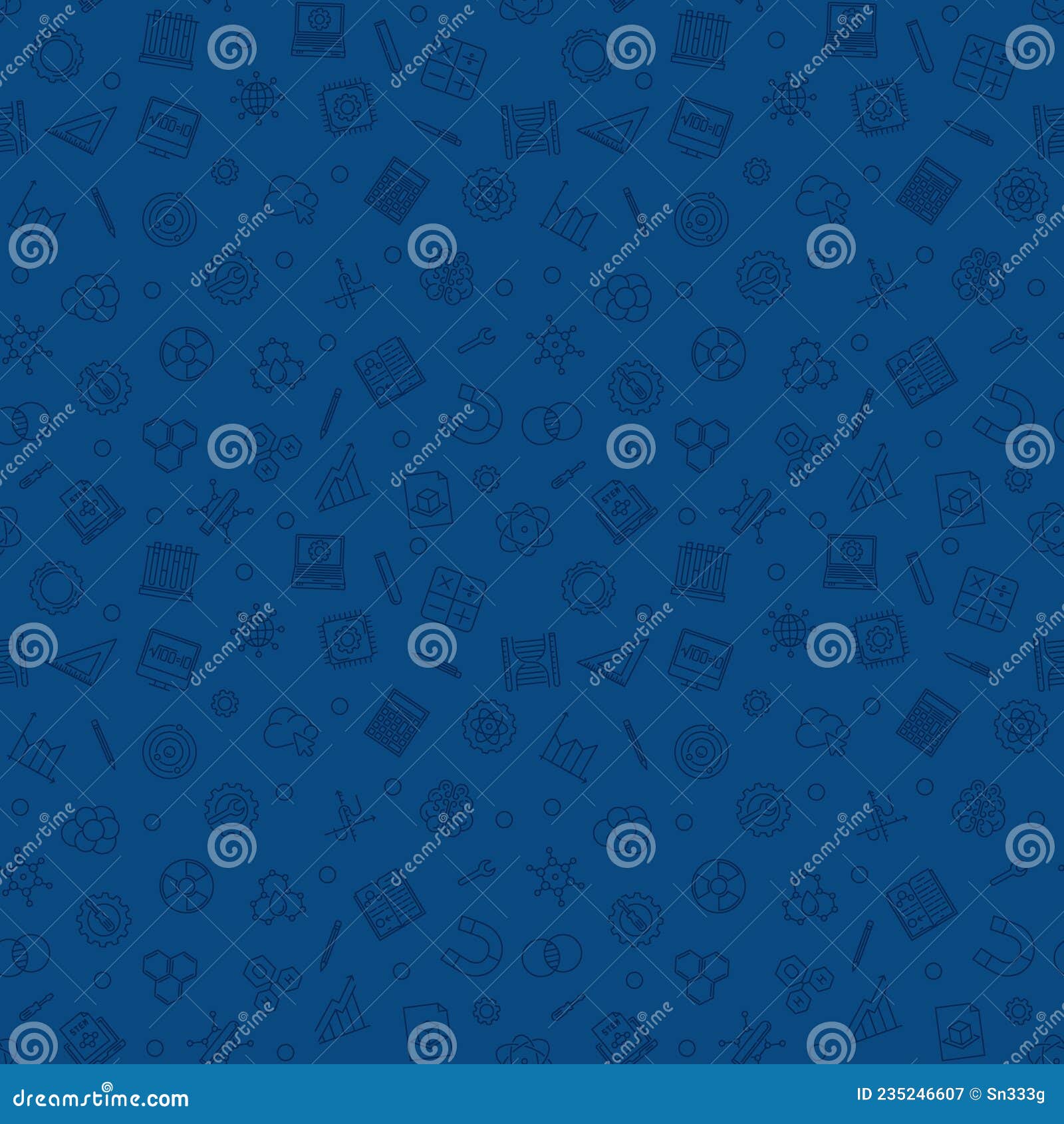 STEM Vector Concept Blue Seamless Pattern or Background Stock Vector ...