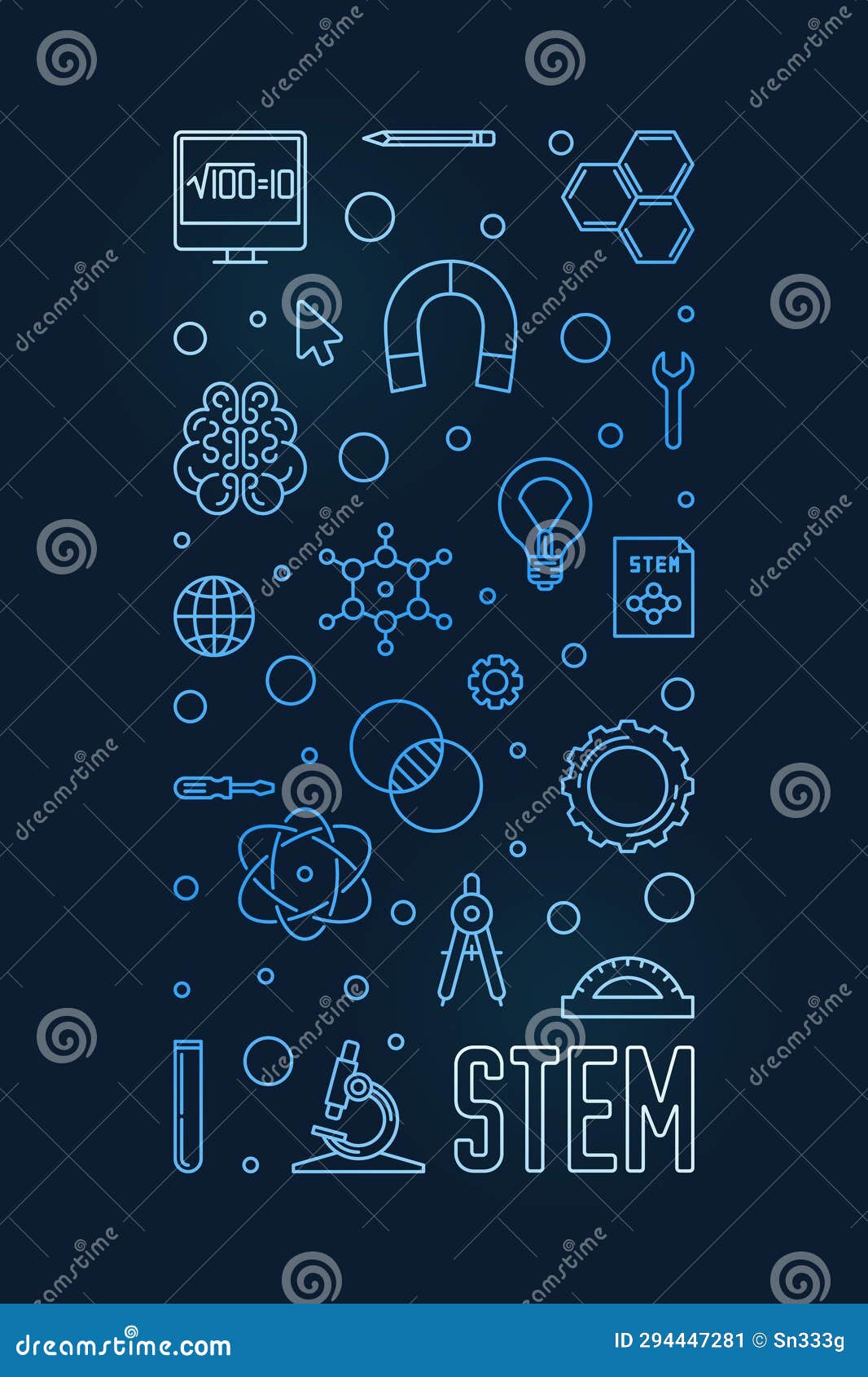 STEM Science, Technology, Engineering and Maths Concept Vertical Blue ...