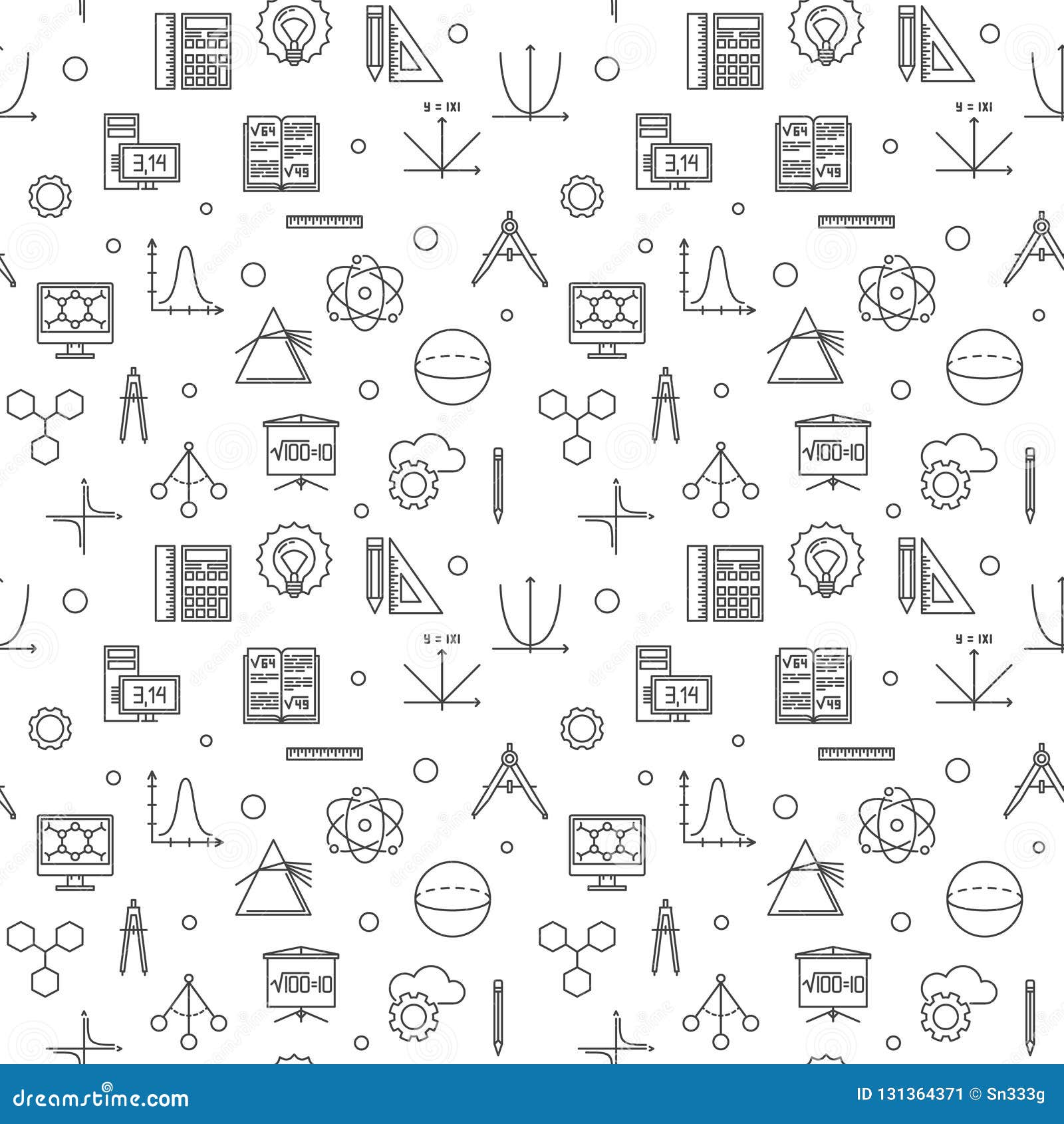 STEM Science Vector Seamless Pattern in Thin Line Style Stock Vector ...