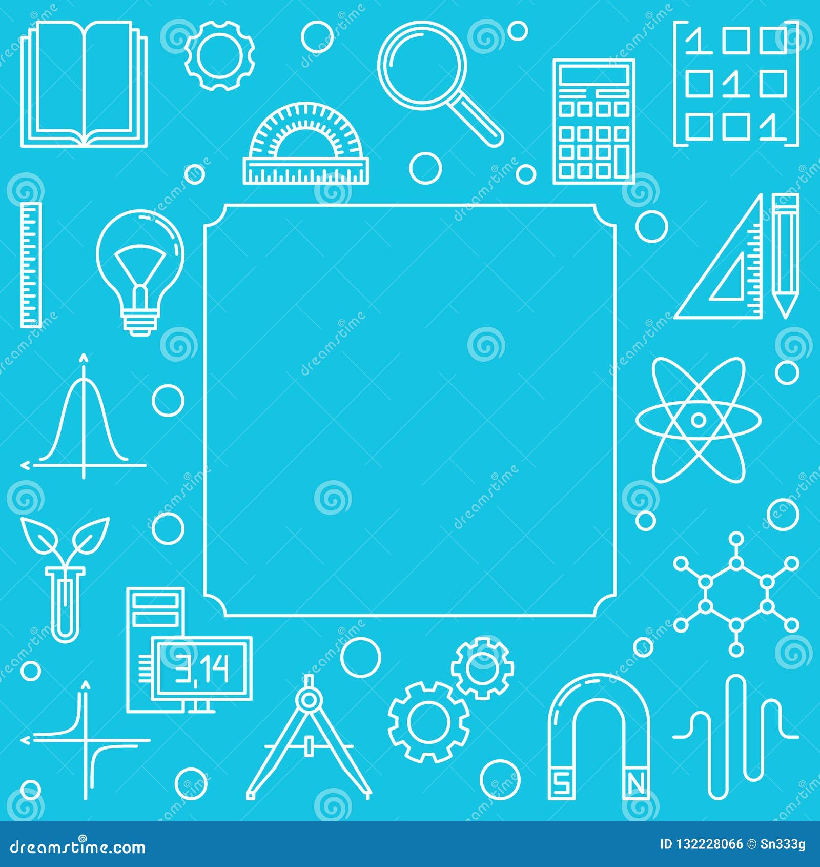 STEM Square Vector Outline Frame on Blue Background Stock Vector ...