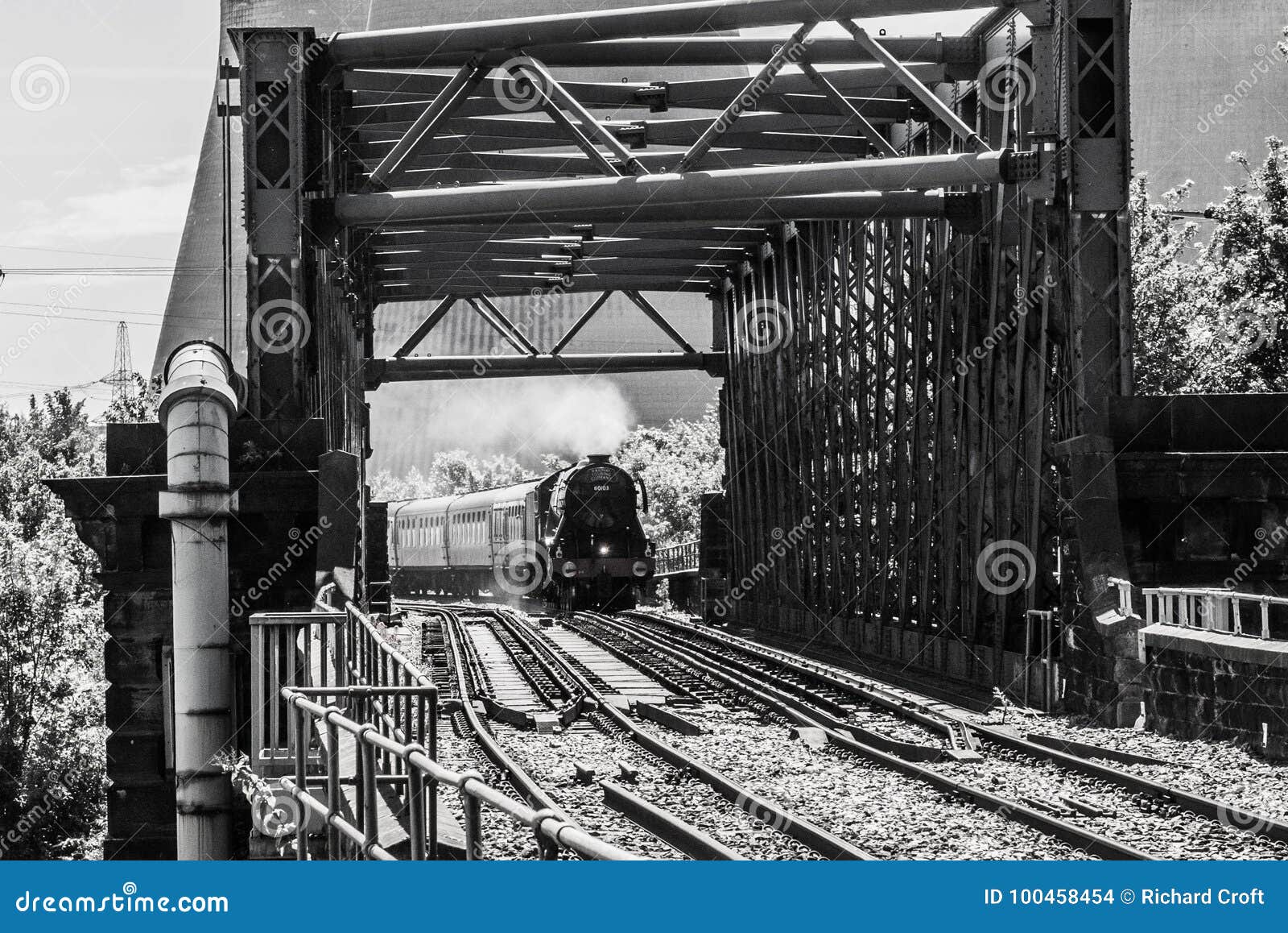 Steam Train Crossing Bridge Editorial Stock Image - Image of steam ...