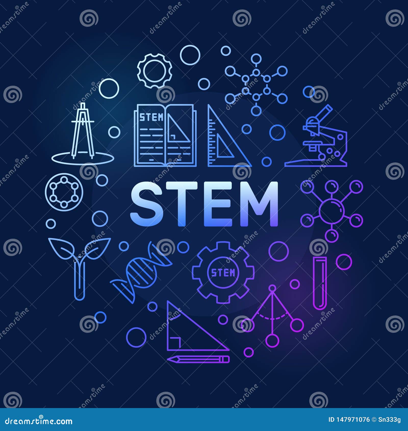 STEM Vector Concept Colored Circular Outline Illustration Stock Vector ...