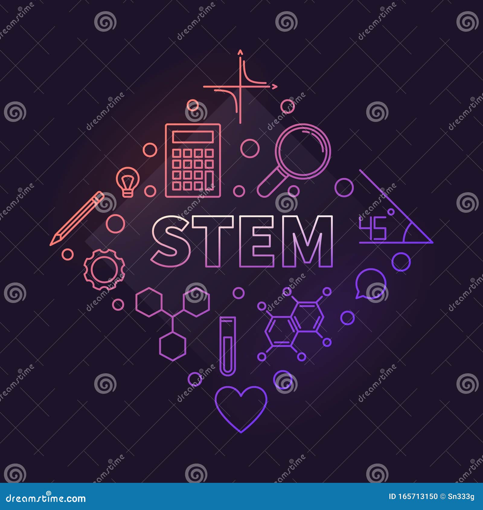 STEM Vector Concept Colored Illustration in Outline Style Stock Vector ...