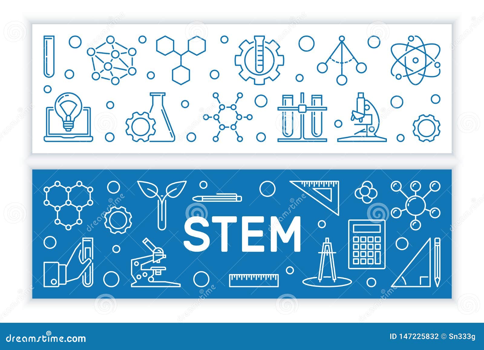 STEM Vector Concept Outline Modern Horizontal Banners Stock Vector ...