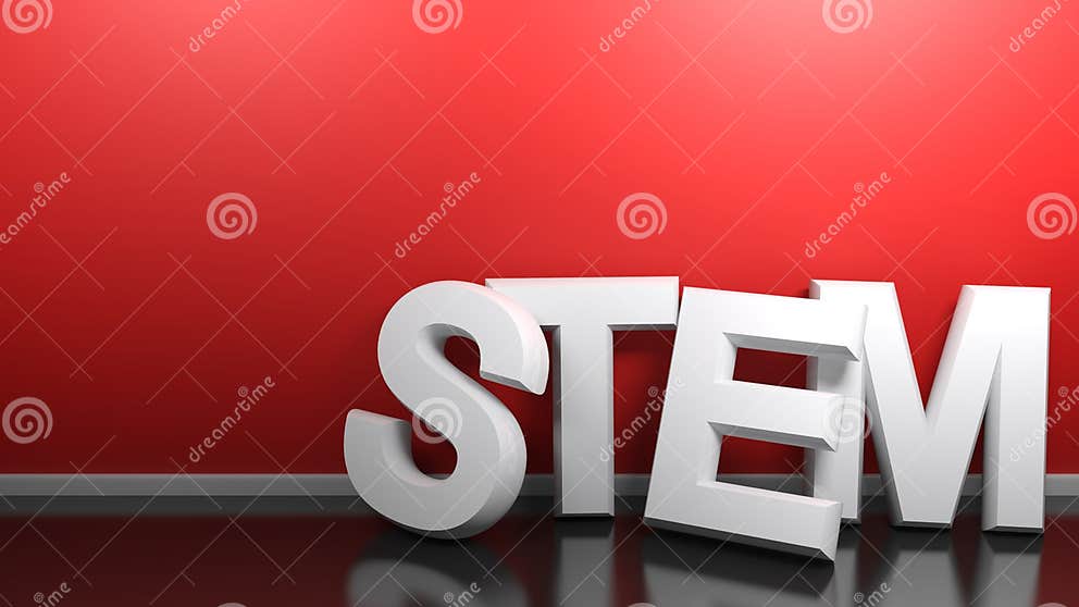 Stem White Write At Red Wall 3d Rendering Stock Illustration