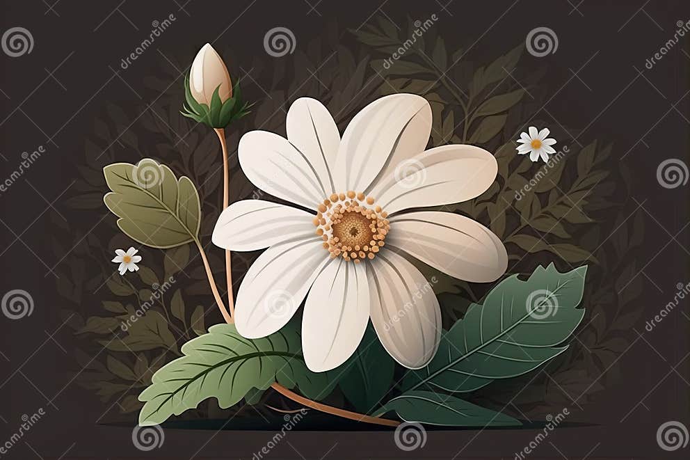 Stemless white flower stock illustration. Illustration of drawing ...