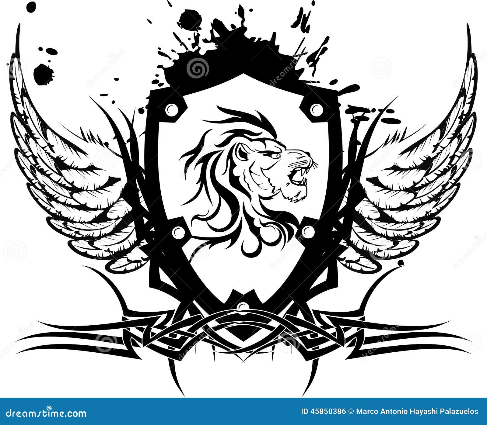 Stemma Araldica Tattoo4 Della Testa Del Leone Illustrazione Vettoriale ...