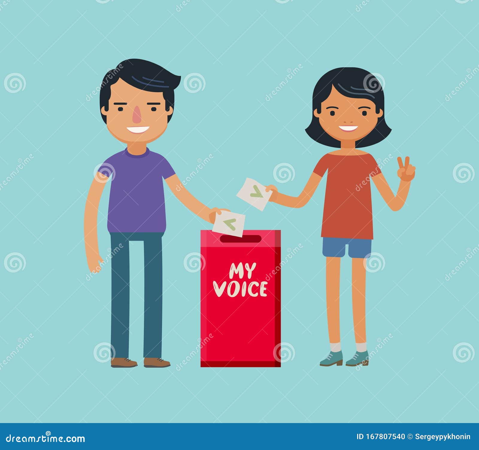 Stemmen Met Stembiljetten in De Stembus Tekenvector Illustratie Vector ...