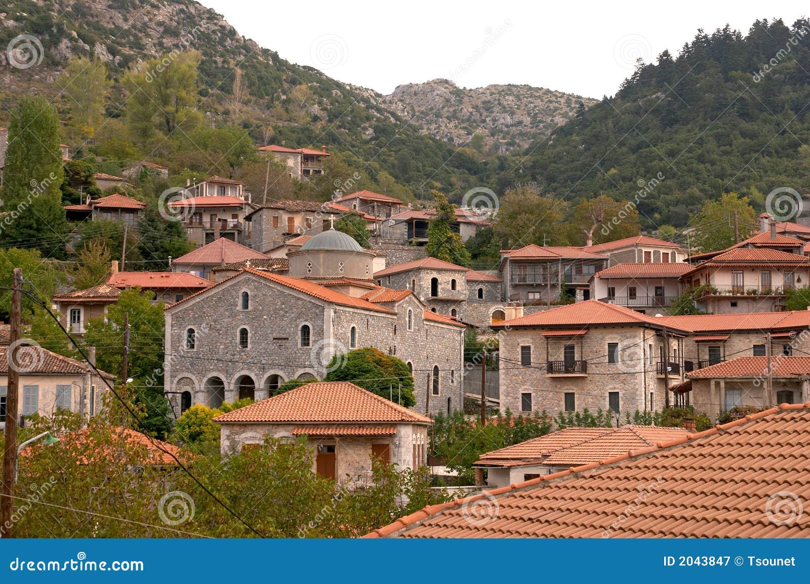 Stemnitsa village Arcadia stock image. Image of mountainous - 2043847