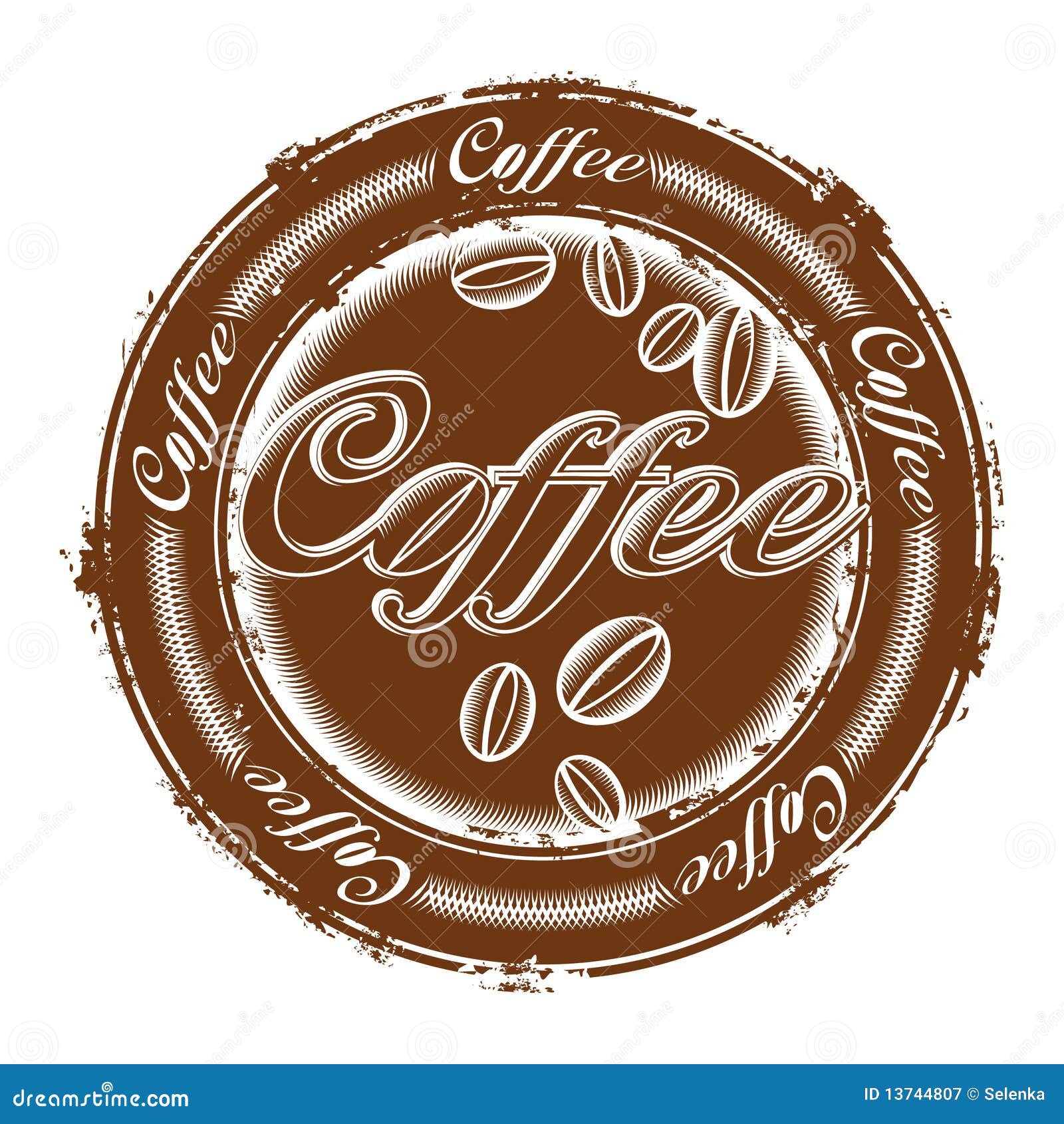 Stempel mit Kaffeebohnen stock abbildung. Illustration von konzept ...