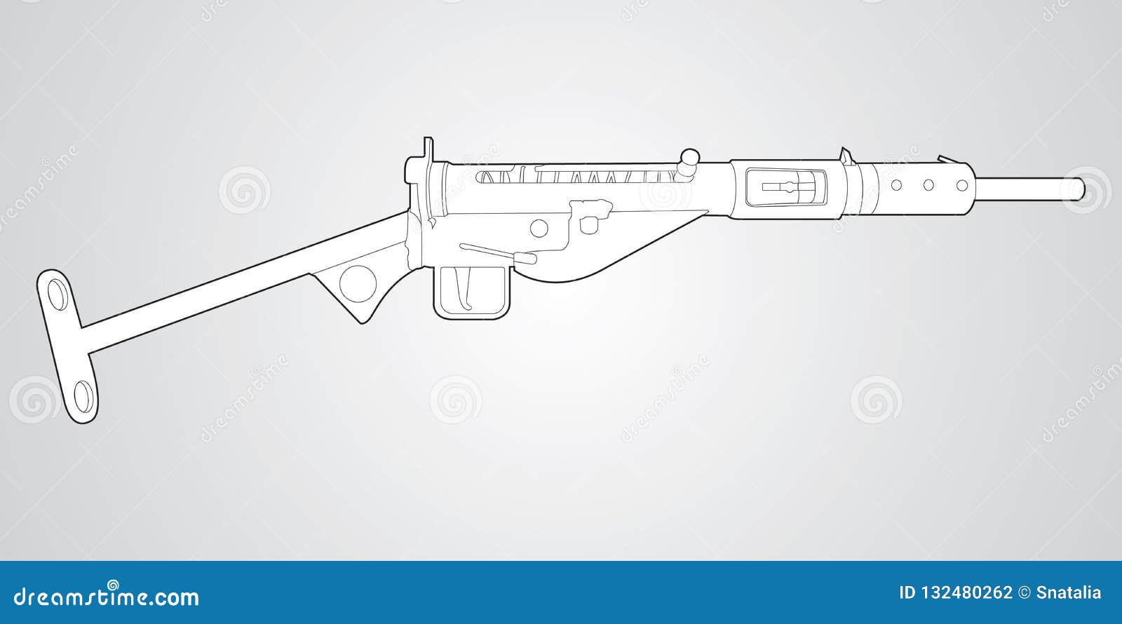 Sten Submachine Gun Vector Illustration | CartoonDealer.com #132480262