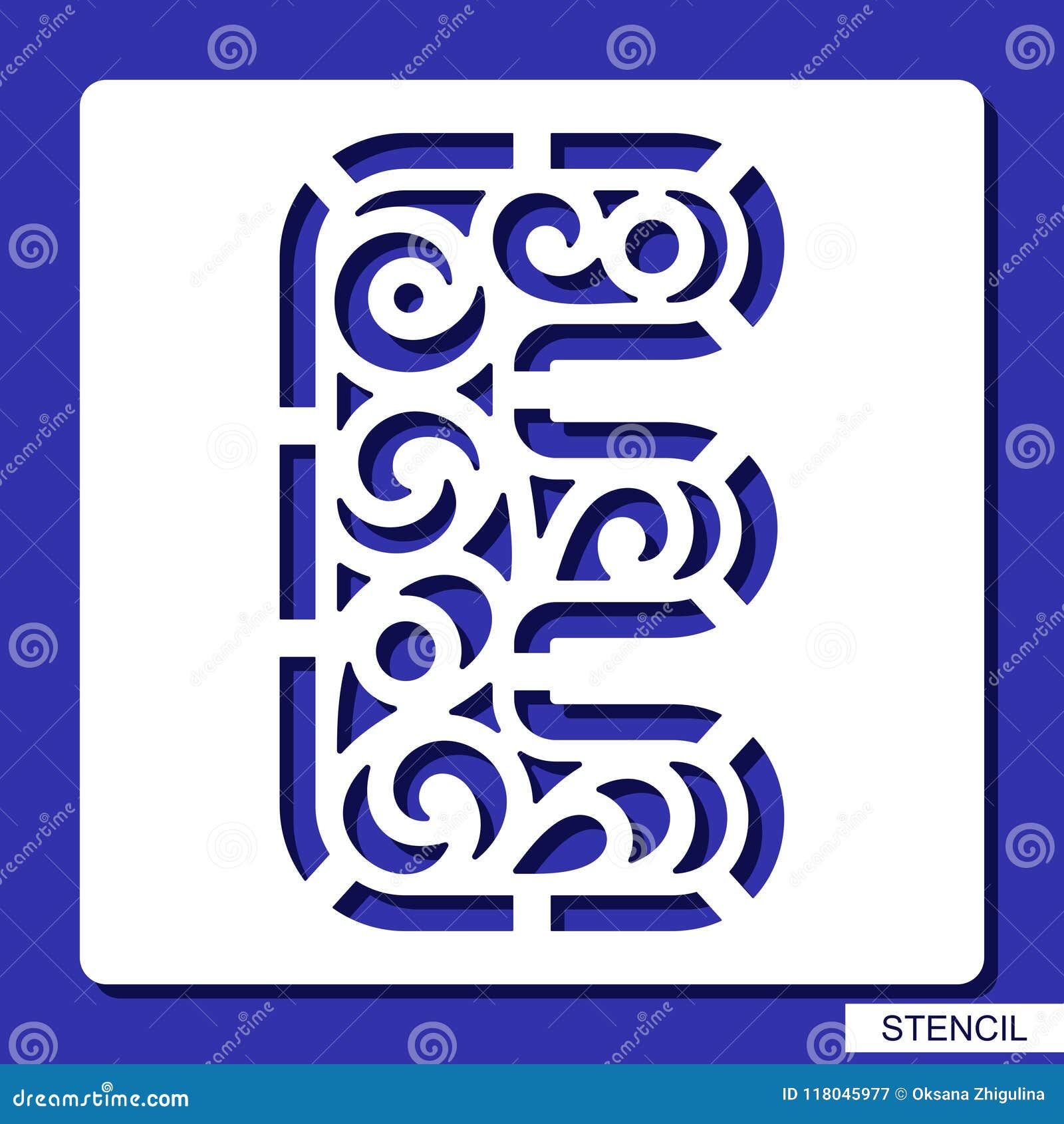 Stencil Alfabet Spets- Bokstav E Stock Illustrationer - Illustration av ...