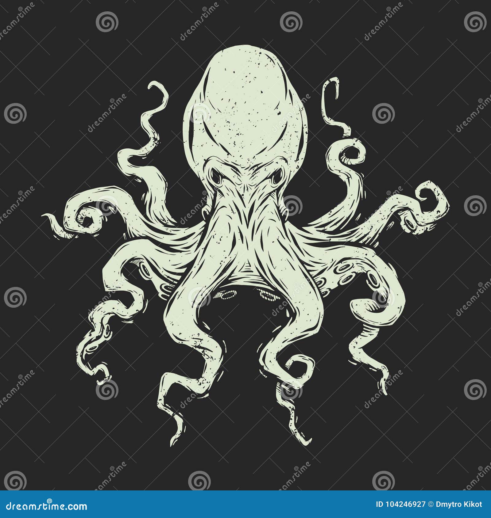 Stencil of Angry Octopus. Vector Illustration Stock Vector ...