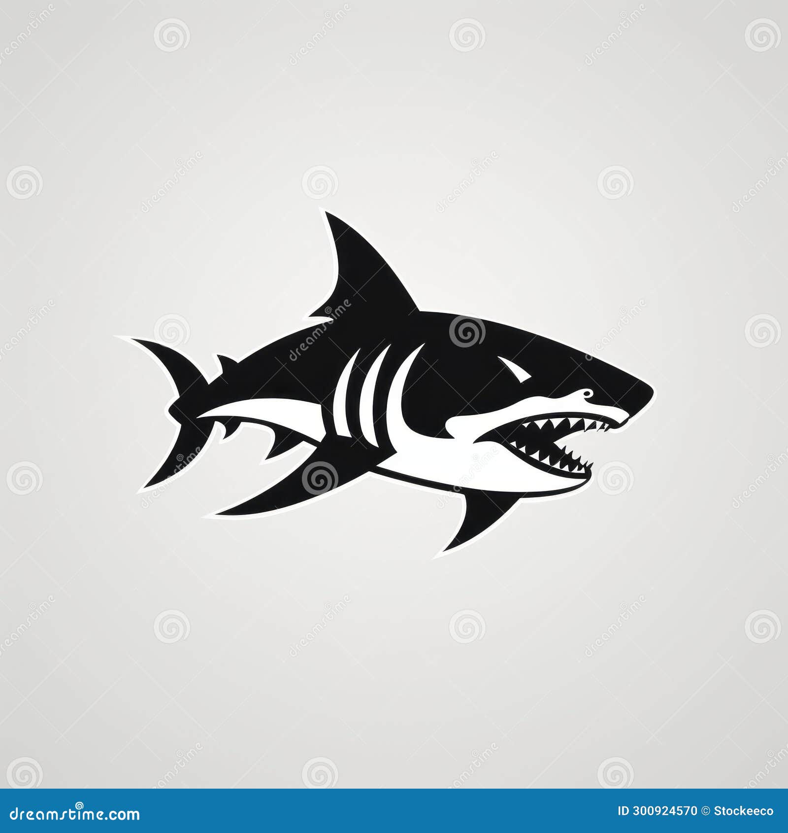 Stencil Art Shark Icon: a Striking Black and White Uhd Image Stock ...