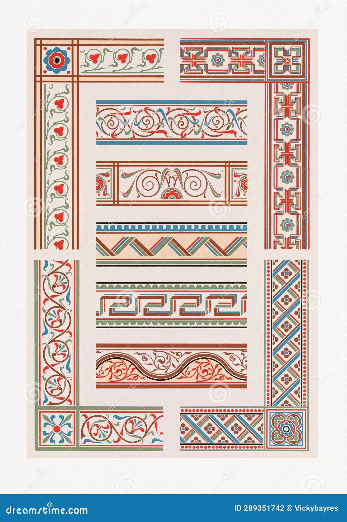 Stencil Borders and Bands Inspired by Medieval Designs Stock ...