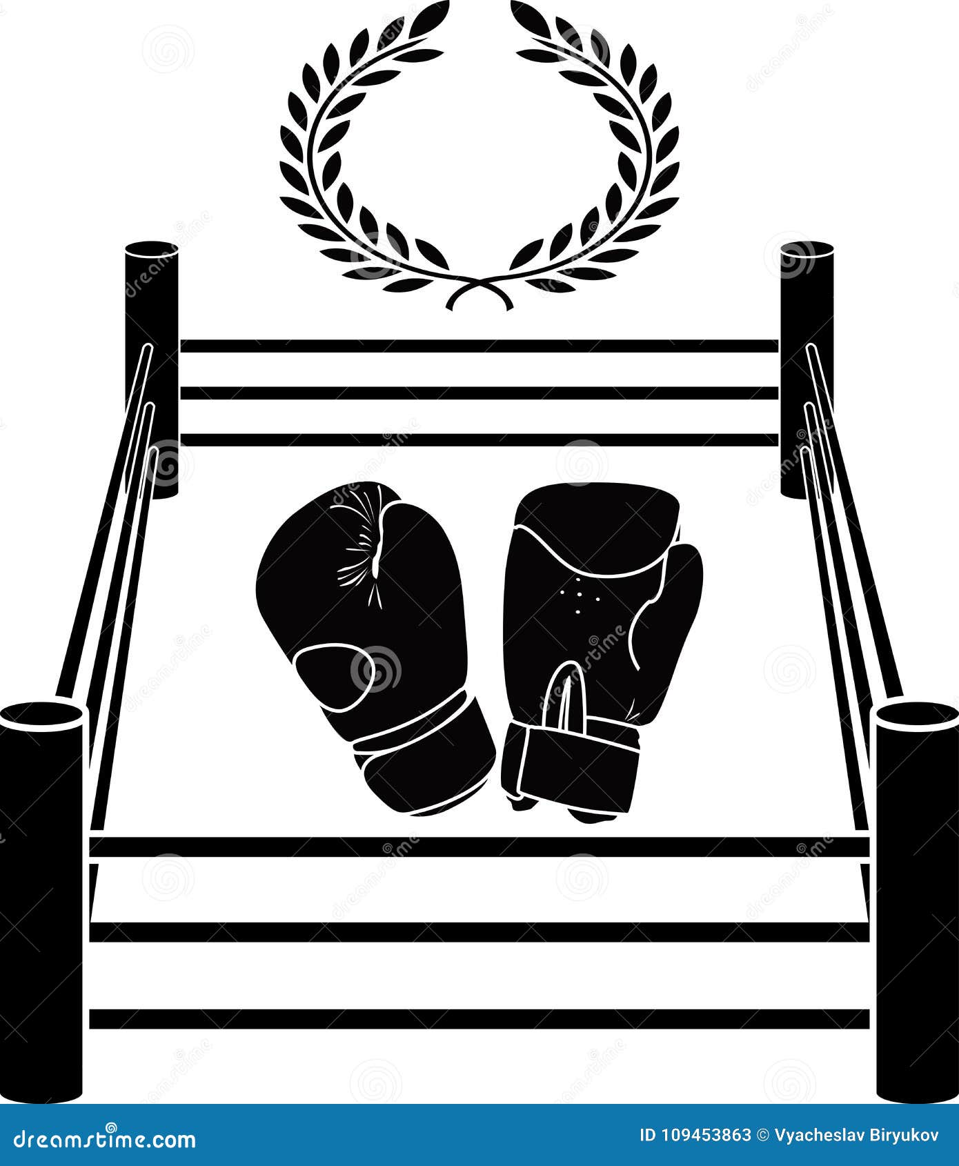 Boxer Ring With Gloves Cartoon Vector | CartoonDealer.com #59900717
