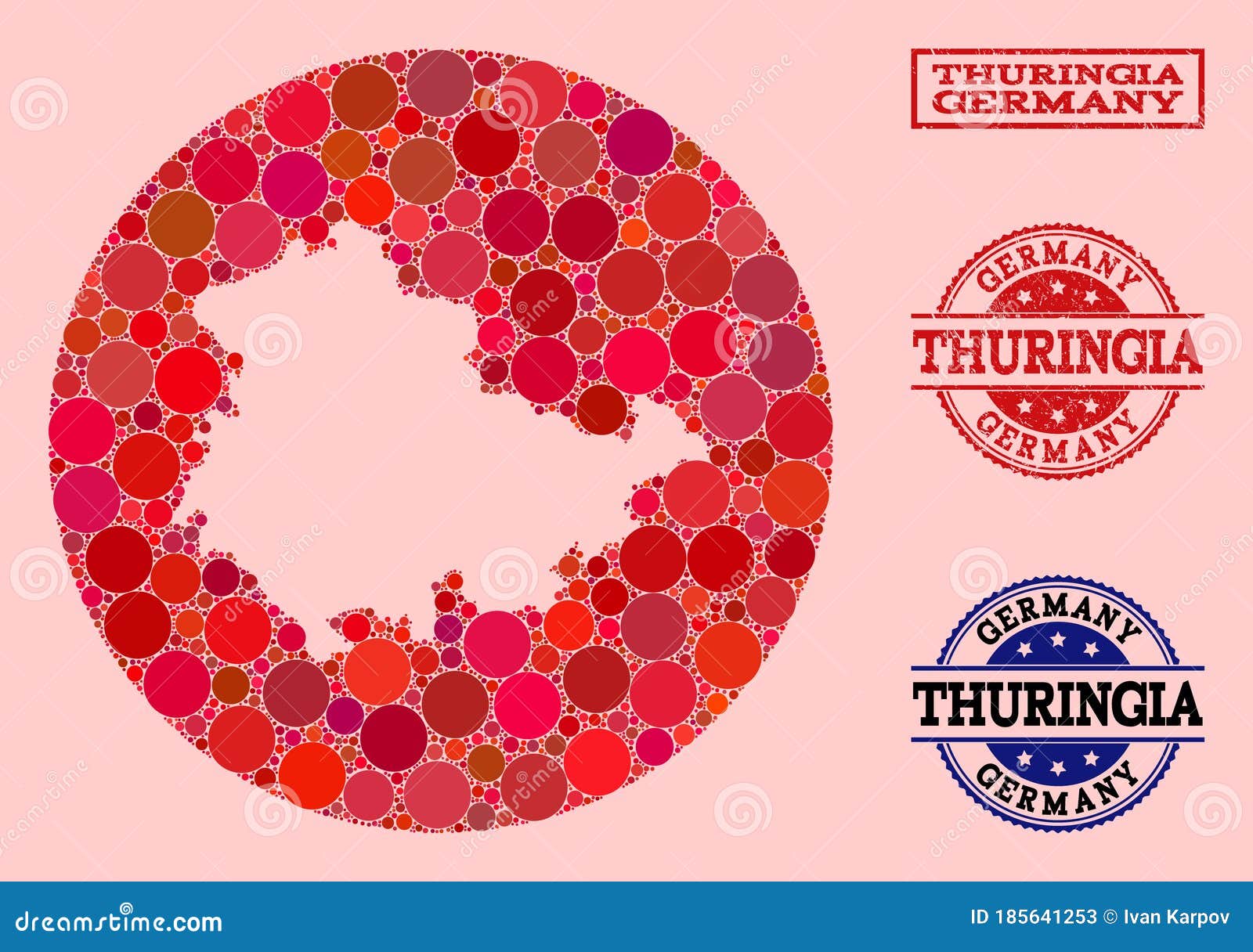 Thuringia State Administrative Map Cartoon Vector | CartoonDealer.com ...