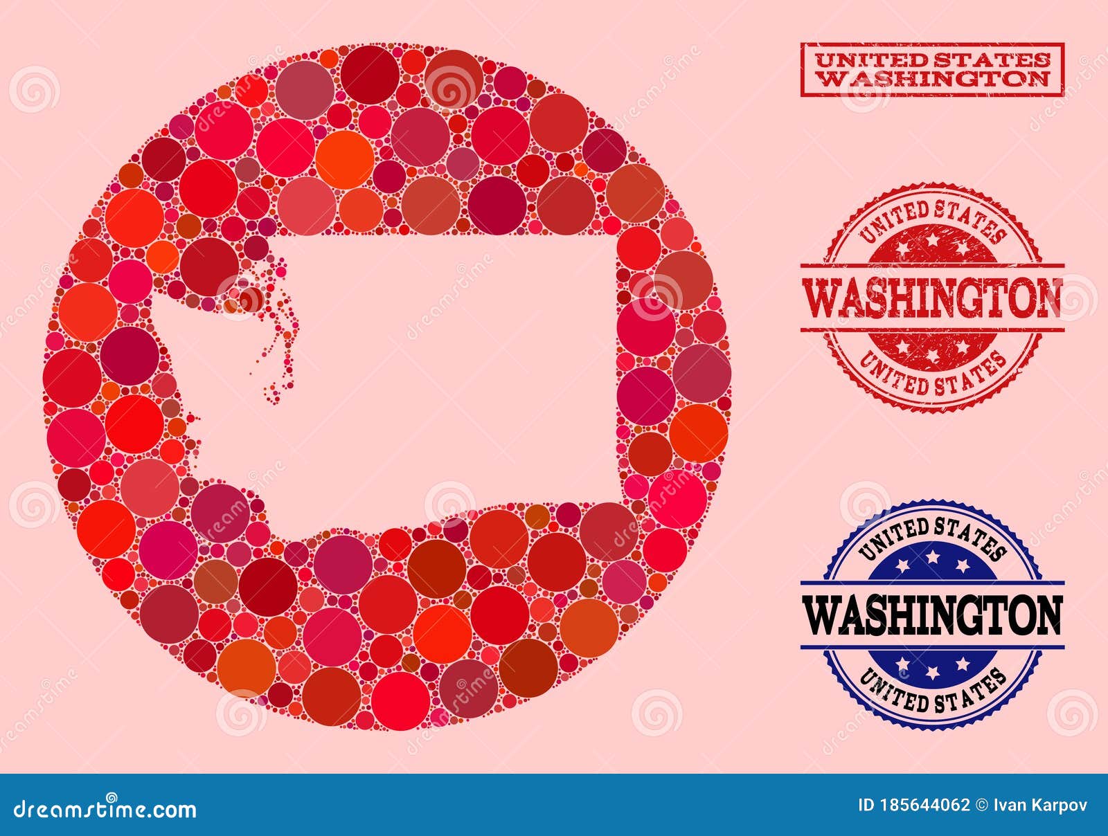 Stencil Circle Map of Washington State Mosaic and Scratched Stamp Stock ...