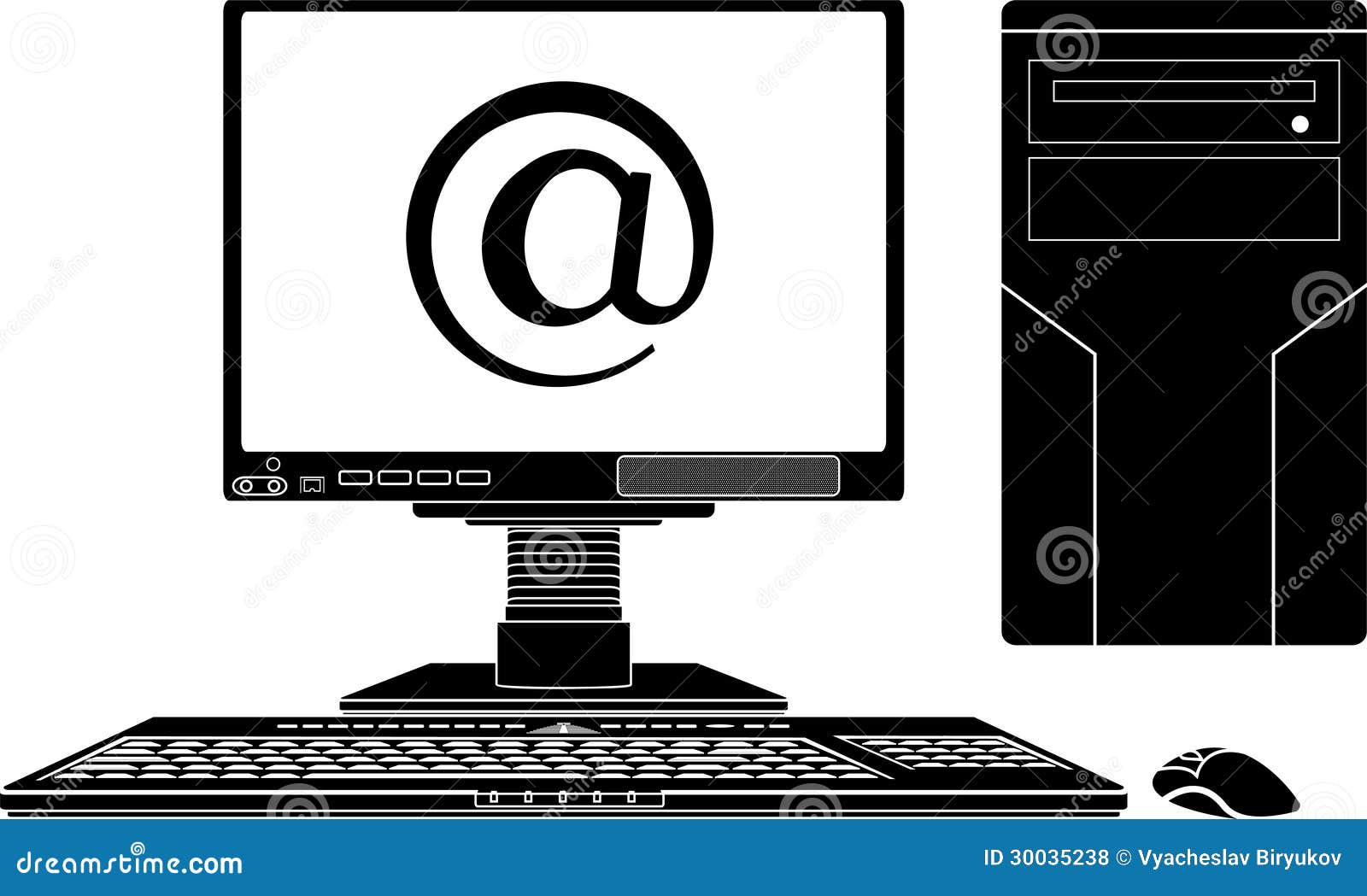 Stencil of computer stock vector. Illustration of wireless - 30035238