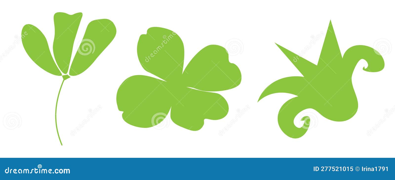 Stencil Drawing of Plants. Green Vector Botanical Elements. Eco Clipart ...