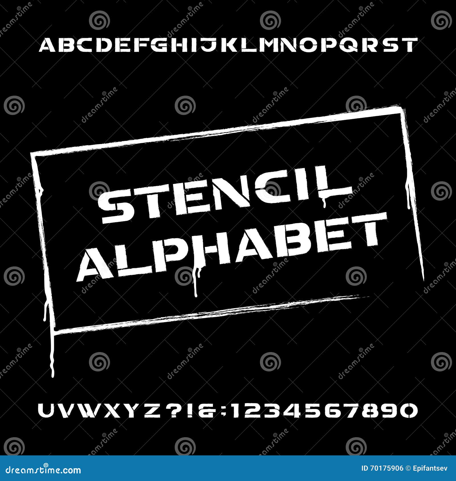 Stencil Effect Alphabet Vector Font. Distressed Type Letters and ...