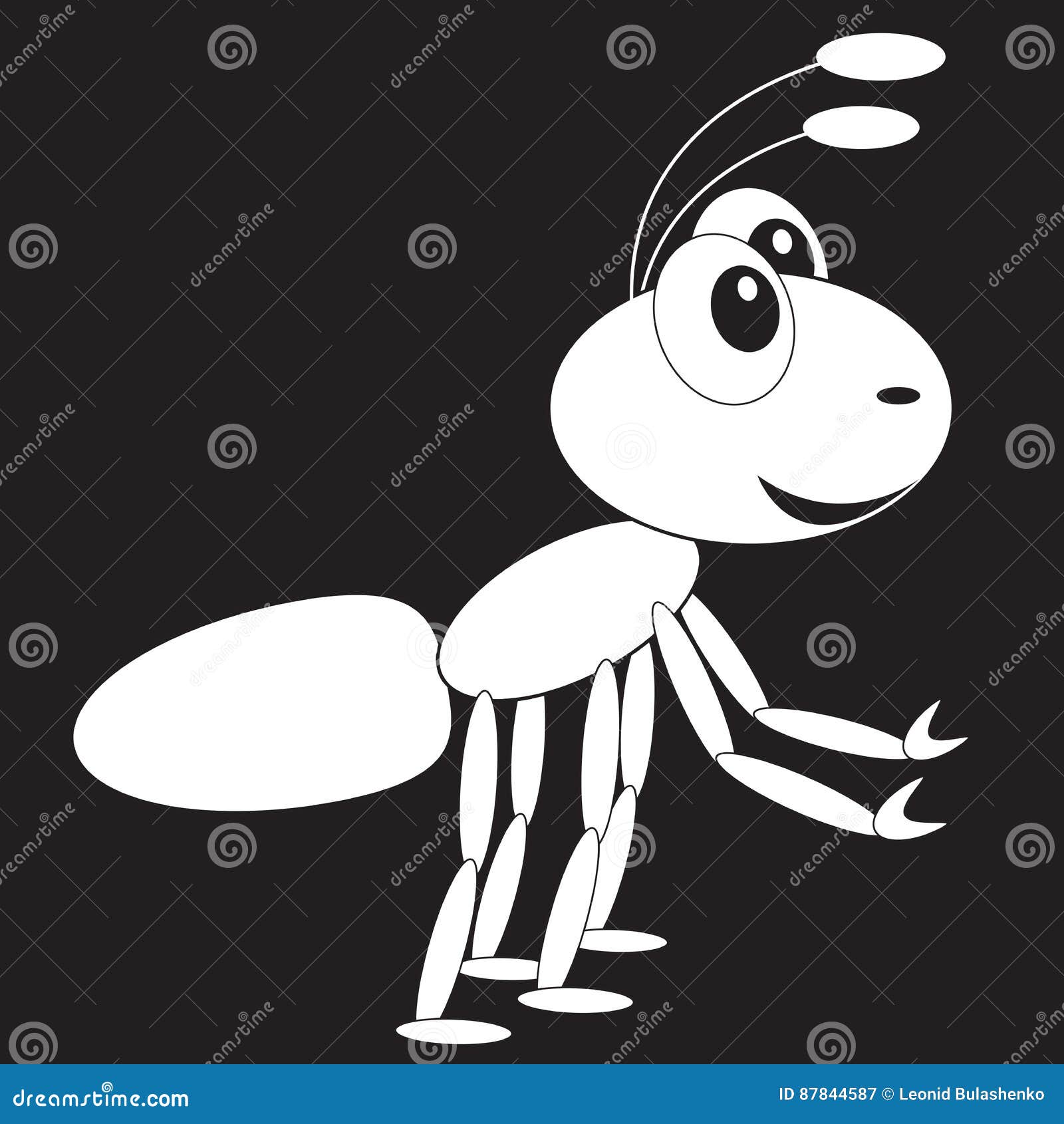 Stencil Funny Ant Cartoon Vector | CartoonDealer.com #87844587